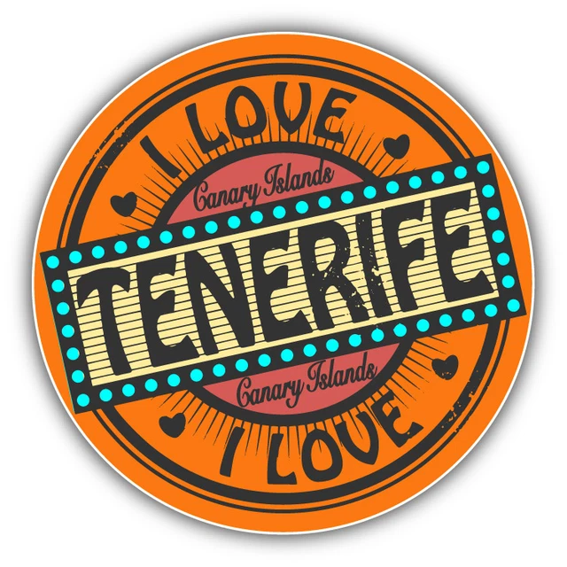 DOPASTICKER I Love Tenerife Canary Islands Travel Stamp Sticker Decal ...