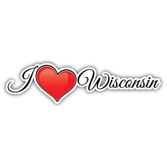 DOPASTICKER I Love Wisconsin Usa Travel Car Sticker Phone Decal Water ...