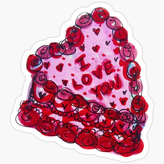 DOPASTICKER I Love You Cake Sticker Phone Sticker, Latop Sticker, Lover ...