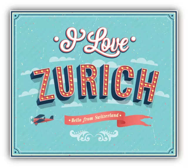 DOPASTICKER I Love Zurich Switzerland Vintage Travel Sticker Decal ...