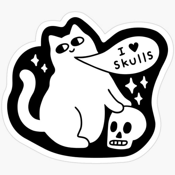 DOPASTICKER I Loves Skulls Cat Sticker Phone Decal Water Bottle ...