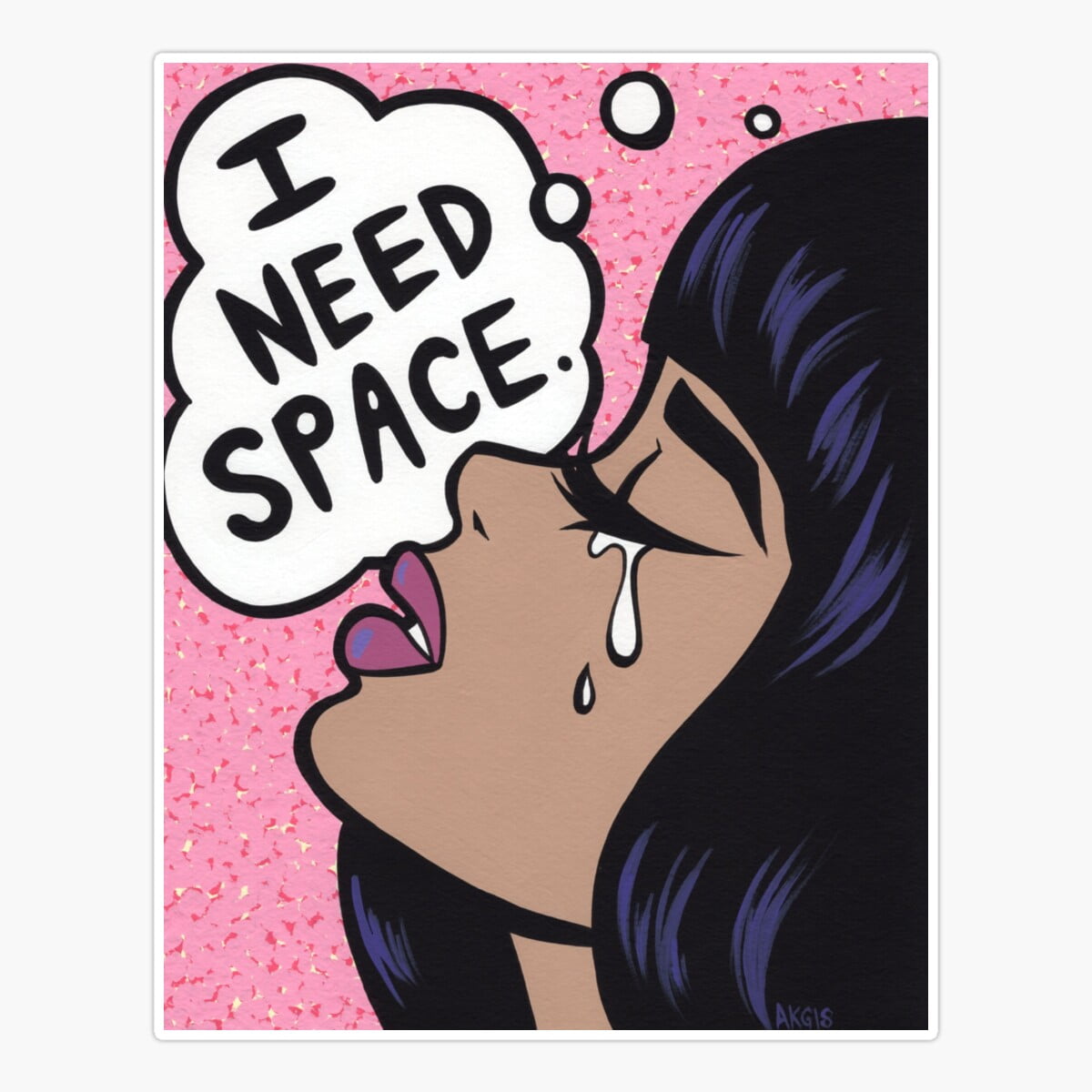 DOPASTICKER I Need Space Crying Comic Girl Sticker, Phone Sticker Car ...