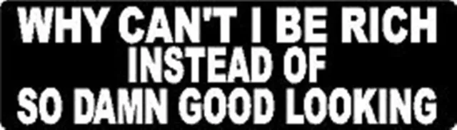 DOPASTICKER Why Can'T I Be Rich Instead Of So Damn Good Looking Sticker ...