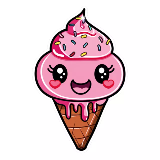 DOPASTICKER Ice Cream Sticker Cute Sweet Treat Icing Sprinkles Cherry ...