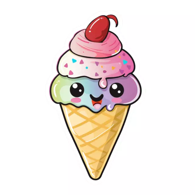 DOPASTICKER Ice Cream Sticker Cute Sweet Treat Icing Sprinkles Swirl ...
