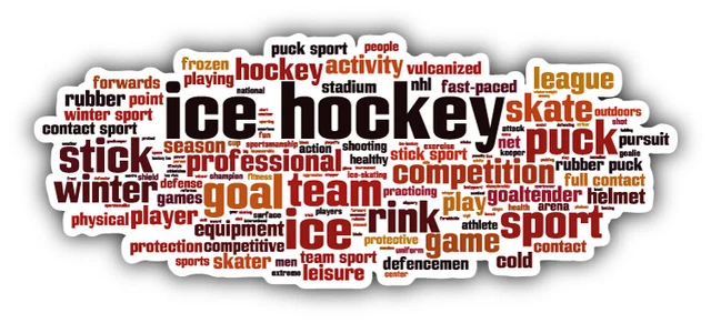 DOPASTICKER Ice Hockey Word Cloud Sticker Decal Phone Decal Water ...