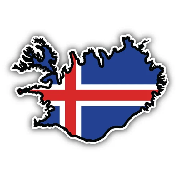 DOPASTICKER Iceland Map Flag Sticker Decal Phone Decal Water Bottle ...