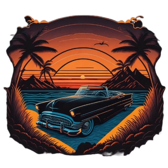 DOPASTICKER Iconic Car Sticker Vintage Muscle Classic Retro Summer Heat ...