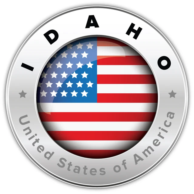 DOPASTICKER Idaho Usa State Flag Silver Emblem Car Sticker Phone Water ...