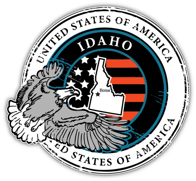 DOPASTICKER Idaho Usa State Grunge Eagle Emblem Car Sticker Phone Water ...