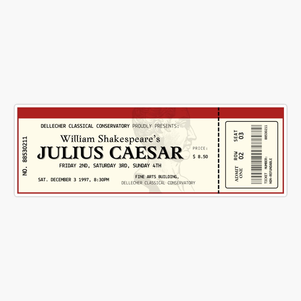 DOPASTICKER If We Were Villains, Caesar Ticket Sticker, Phone Sticker ...