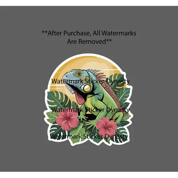DOPASTICKER Iguana Sticker Lizard Animal Flower Floral Tropical Sticker ...