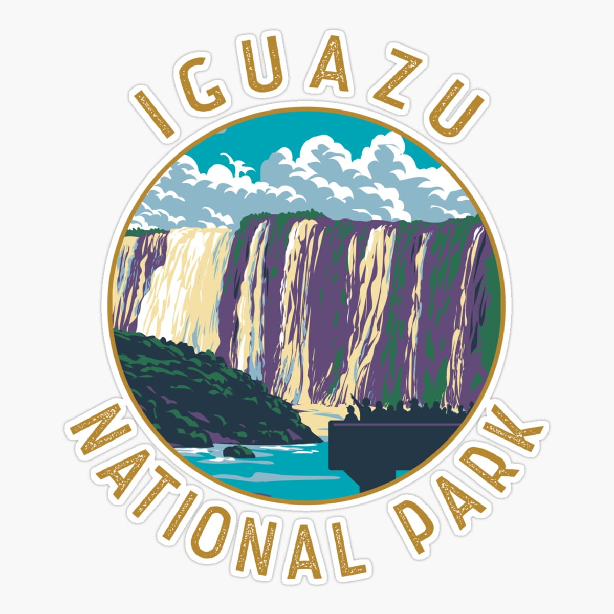 DOPASTICKER Iguazu National Park Argentina Distressed Circle Sticker ...