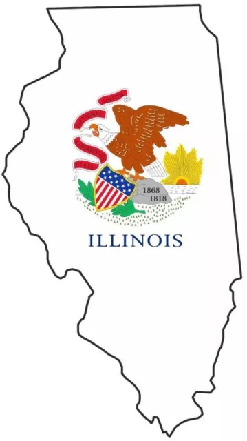 DOPASTICKER Illinois Silhouette State Usa Map Flag Sticker Laptop ...