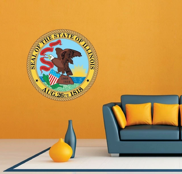 DOPASTICKER Illinois State Seal Usa Wall Room Garage Decor Sticker ...