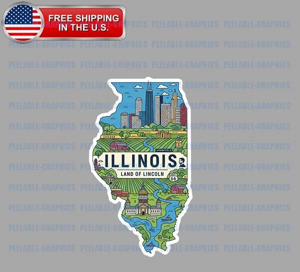 DOPASTICKER Illinois State Sticker Souvenir Travel Sticker Phone ...