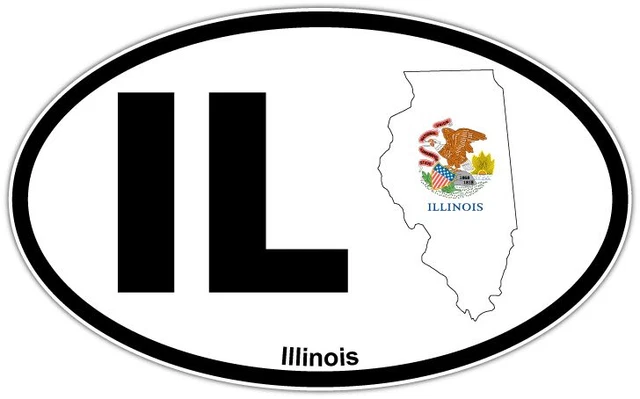 DOPASTICKER Illinois Us State Map Usa America Oval Car Window Sticker ...