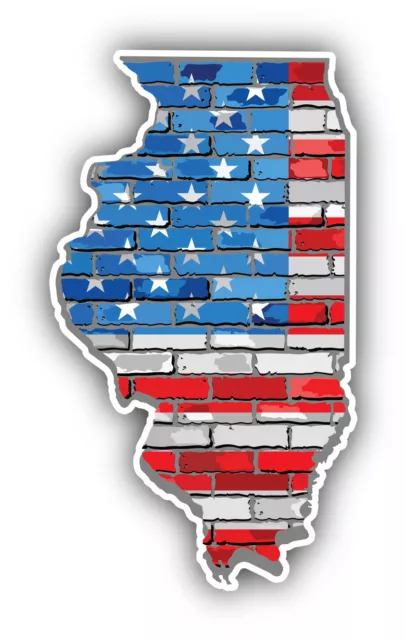 DOPASTICKER Illinois Usa Flag State Map Sticker Car Phone Decal Water ...
