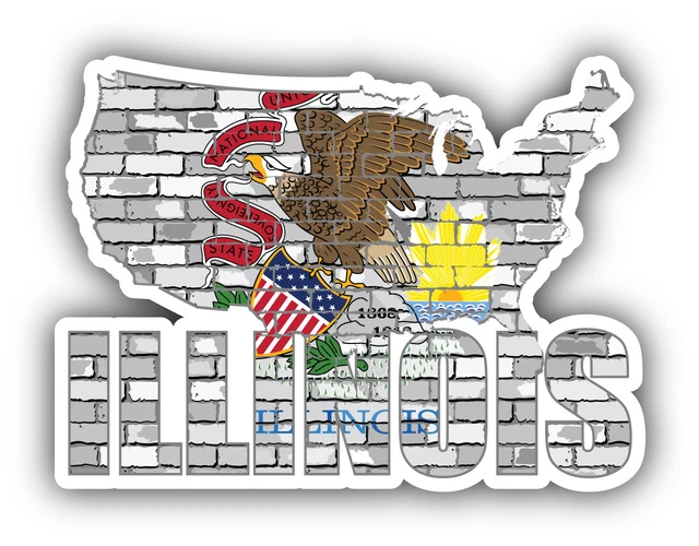 DOPASTICKER Illinois Usa Flag State Sticker Car Phone Decal Water ...