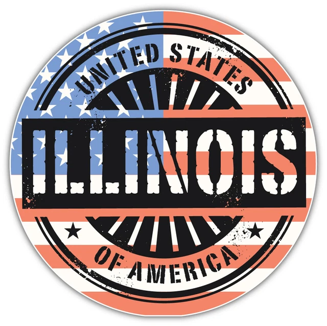 DOPASTICKER Illinois Usa State Flag Grunge Emblem Car Sticker Phone ...