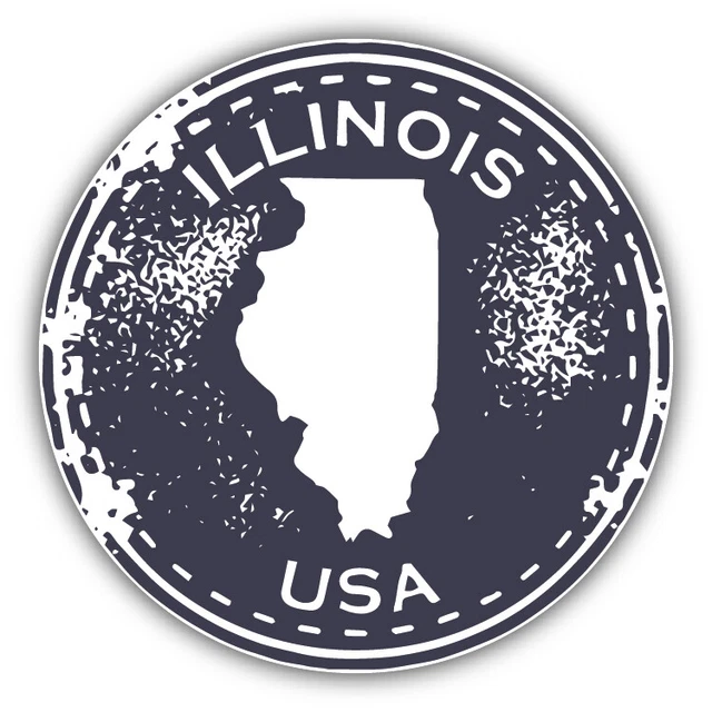 DOPASTICKER Illinois Usa State Grunge Map Car Sticker Phone Decal Water ...