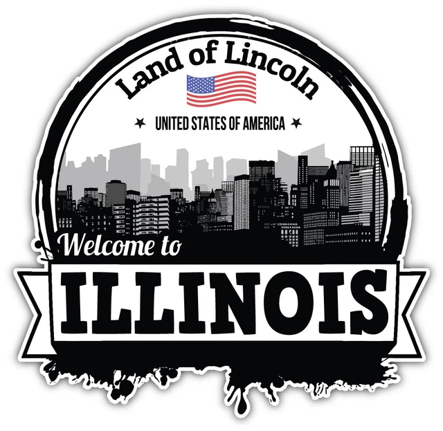 DOPASTICKER Illinois Usa State Grunge Welcome Badge Car Sticker Phone ...