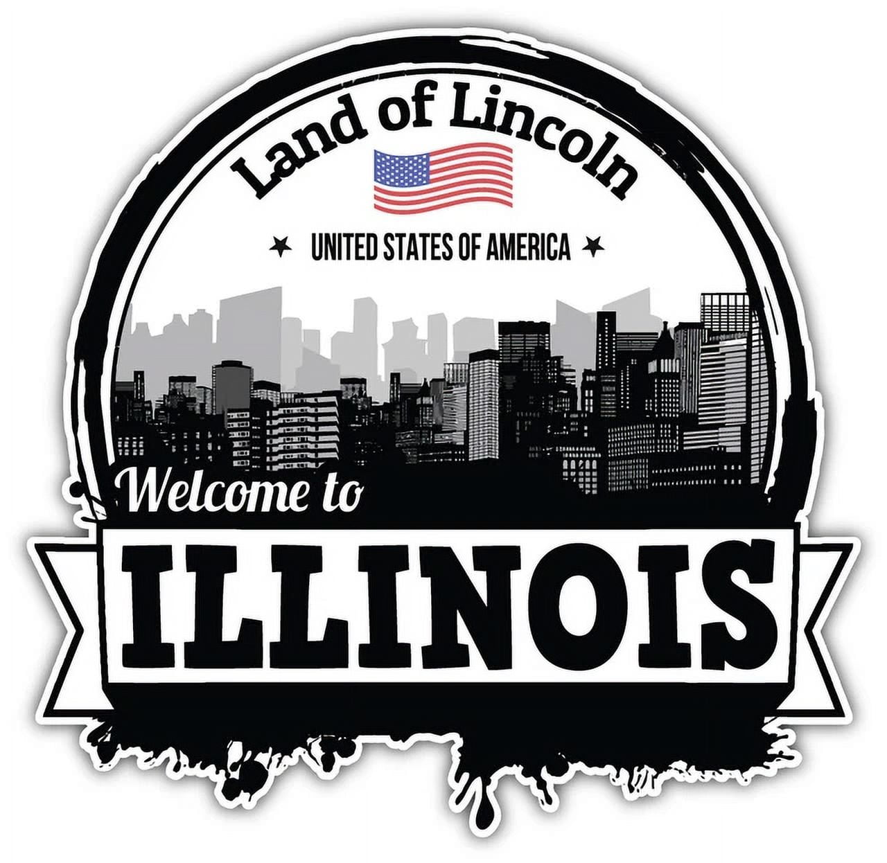 DOPASTICKER Illinois Usa State Grunge Welcome Badge Car Sticker Phone ...