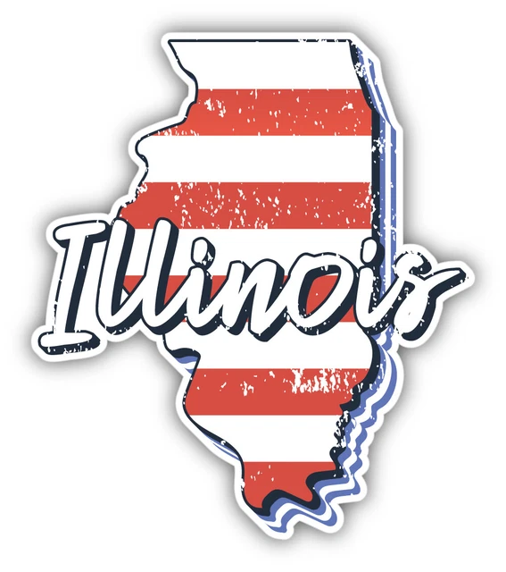 DOPASTICKER Illinois Usa State Map Flag Sticker Phone Decal Water ...