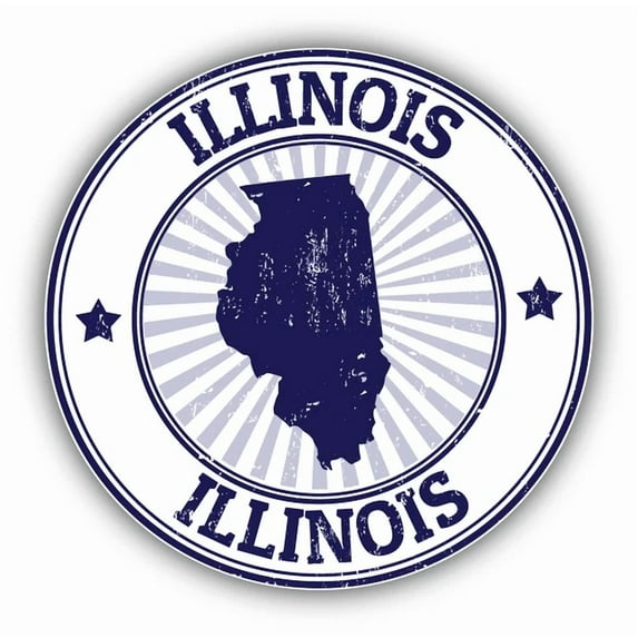 DOPASTICKER Illinois Usa State Map Grunge Emblem Car Sticker ''Sizes ...