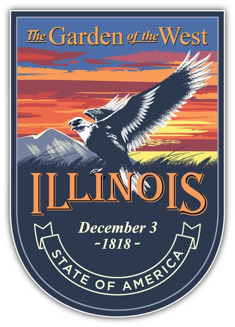DOPASTICKER Illinois Usa State Retro Badge Car Sticker Phone Water ...