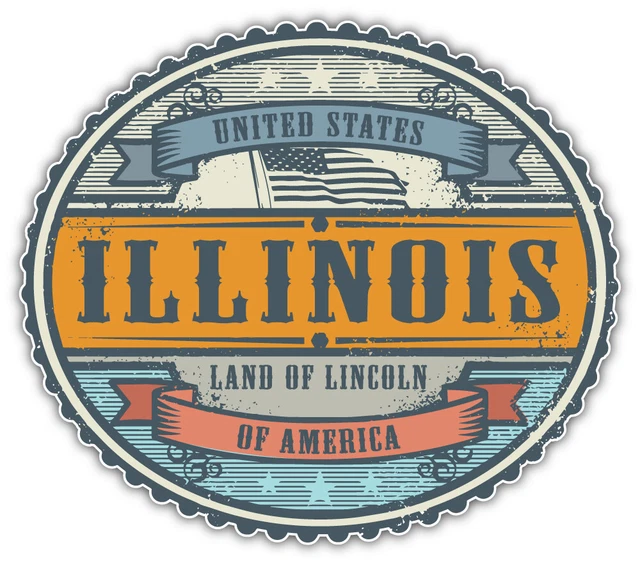 DOPASTICKER Illinois Usa State Retro Vintage Emblem Car Sticker Phone ...