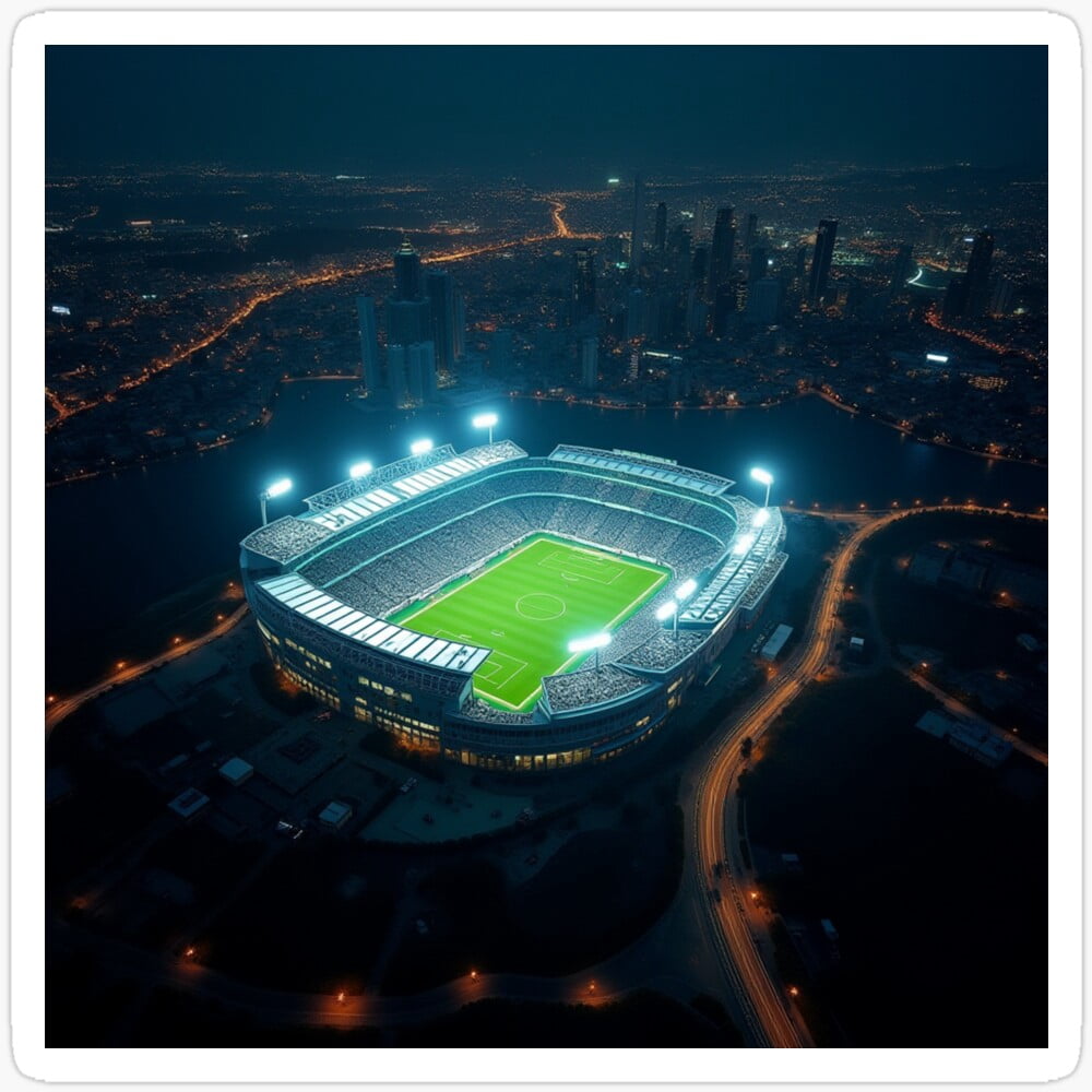 DOPASTICKER Illuminated Stadium At Night Ã‚Â‚¬ Aerial Cityscape Gift ...