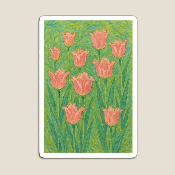 DOPASTICKER Impressionist Pink Tulips - Ai Enhanced From Original Photo ...
