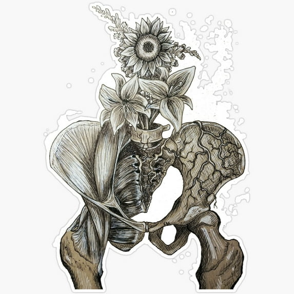 DOPASTICKER In Bloom, Pelvis Anatomy Drawing Sticker Decorative Laptop ...