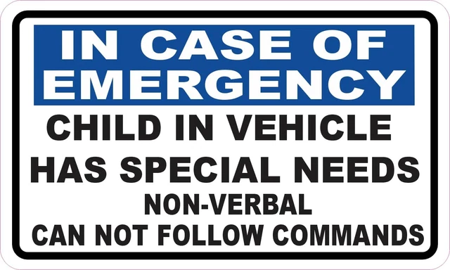 DOPASTICKER In Emergency Child Has Special Needs Sticker Phone Sticker ...