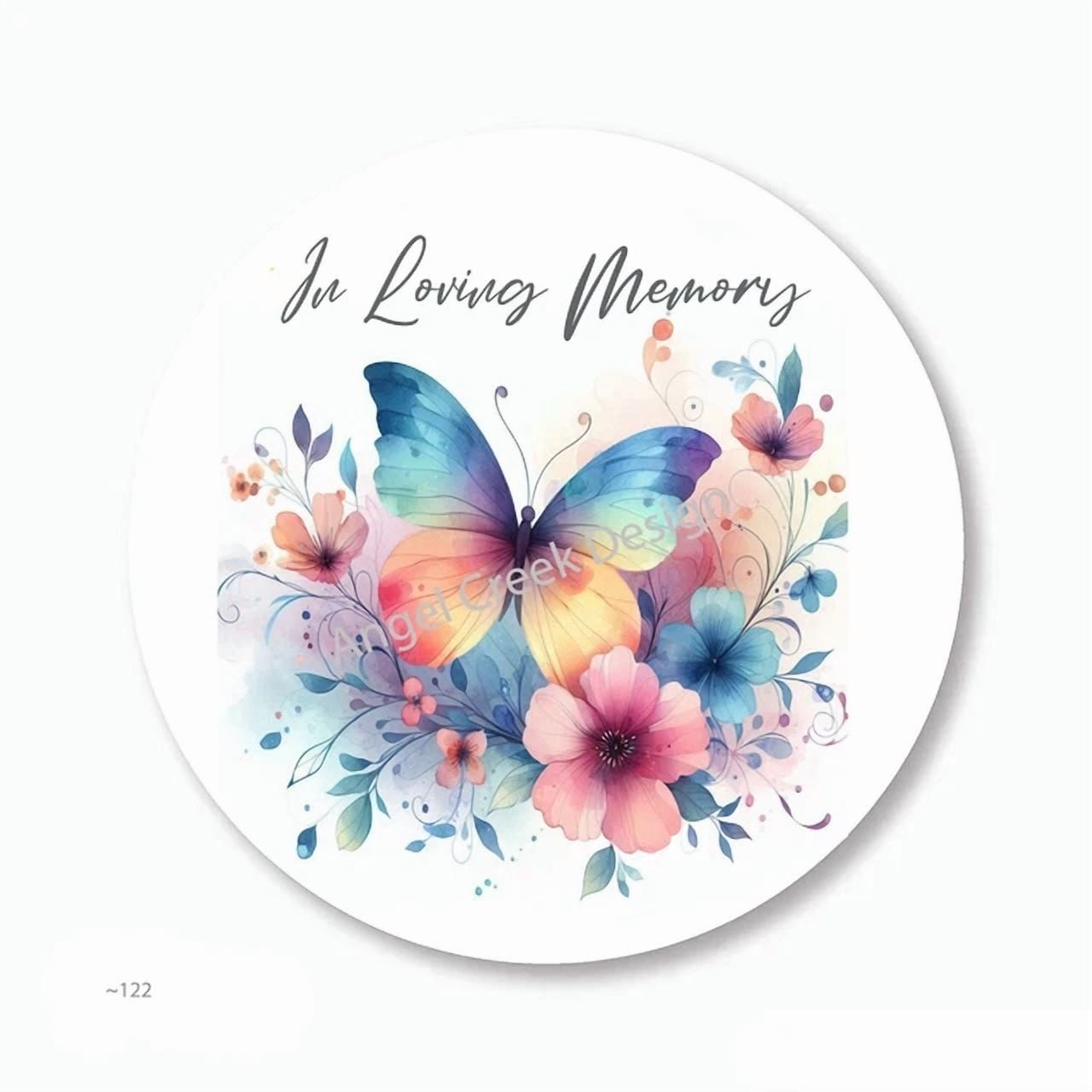 DOPASTICKER In Loving Memory Flowers & Butterfly Scrapbook Stickers ...