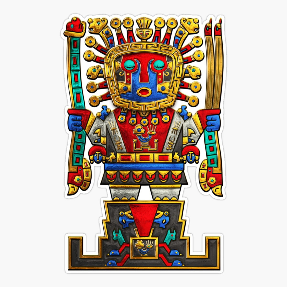 DOPASTICKER Incan Gods - The Great Creator Viracocha On Black Canvas ...