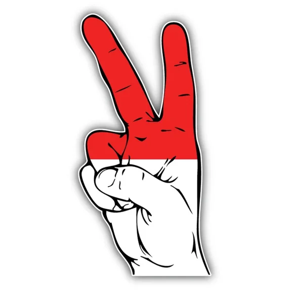 DOPASTICKER Indonesia Flag Hand Peace Sign Car Sticker Phone Decal ...