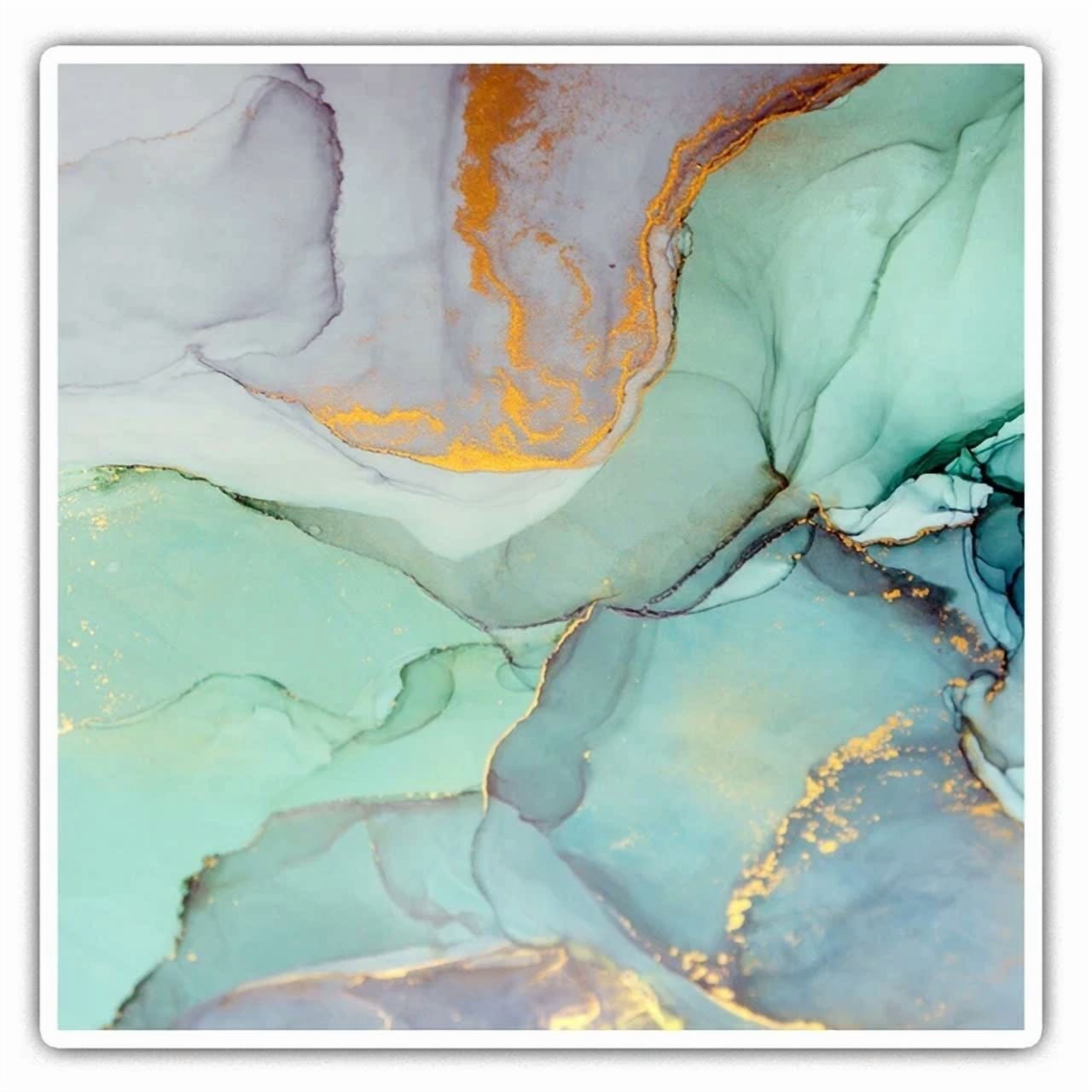 DOPASTICKER Ink Art Oil Paint Aqua Green Blue Gold, Phone Stickers ...