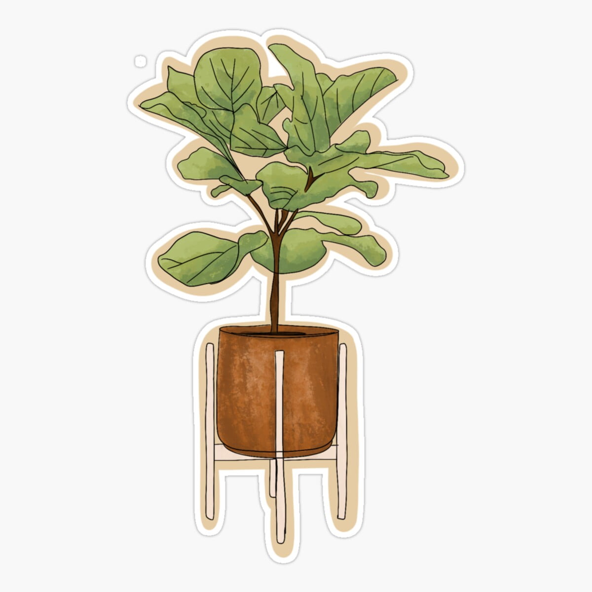 DOPASTICKER Inside Fiddle Fig Tree Plant Sticker, Phone Sticker Car ...