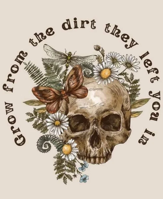 DOPASTICKER Inspirational Sticker Grow From The Dirt Skull Floral ...
