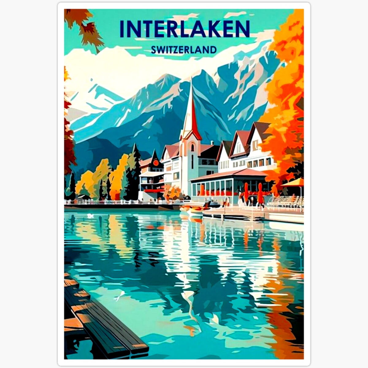 DOPASTICKER Interlaken Switzerland : Vintage Travel And Tourism ...