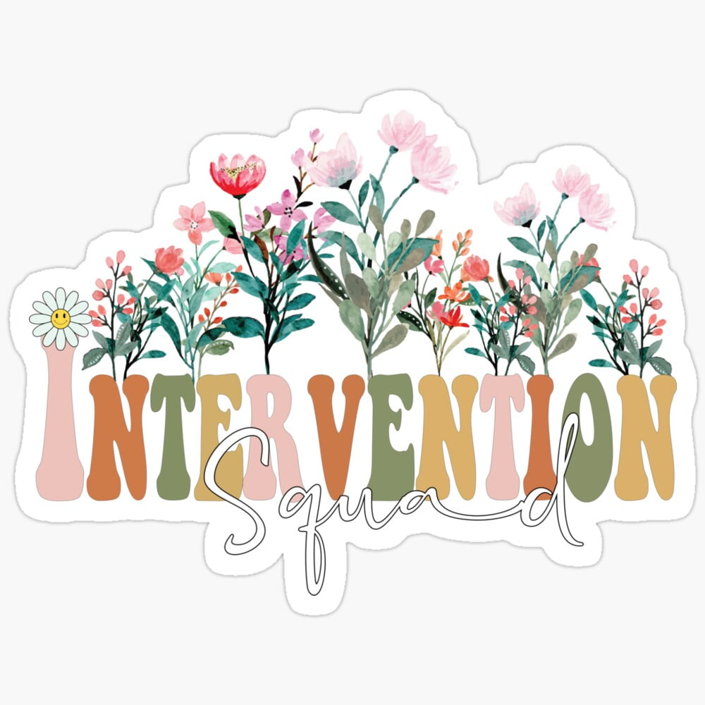 DOPASTICKER Intervention Teacher School Squad Intervention Specialist Floral Sticker Phone Decal ...
