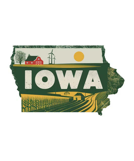 DOPASTICKER Iowa State Sticker Usa Farmland Home Country Retro Plains ...