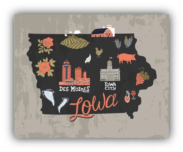 DOPASTICKER Iowa State Top Places Vintage Sticker Car Phone Decal Water ...