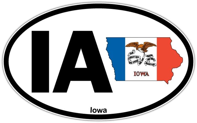 DOPASTICKER Iowa Us State Map Usa America Oval Car Window Sticker Decal ...