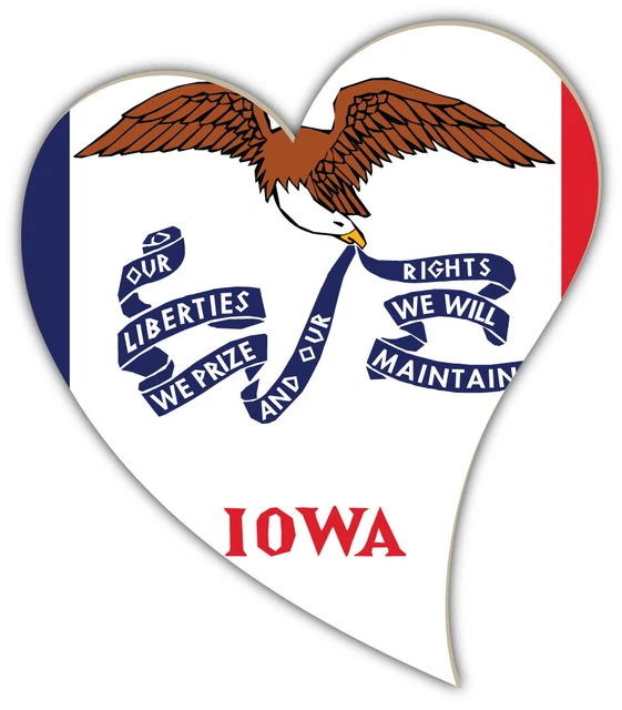 DOPASTICKER Iowa Usa State Flag Heart Icon Car Sticker Decal Phone ...