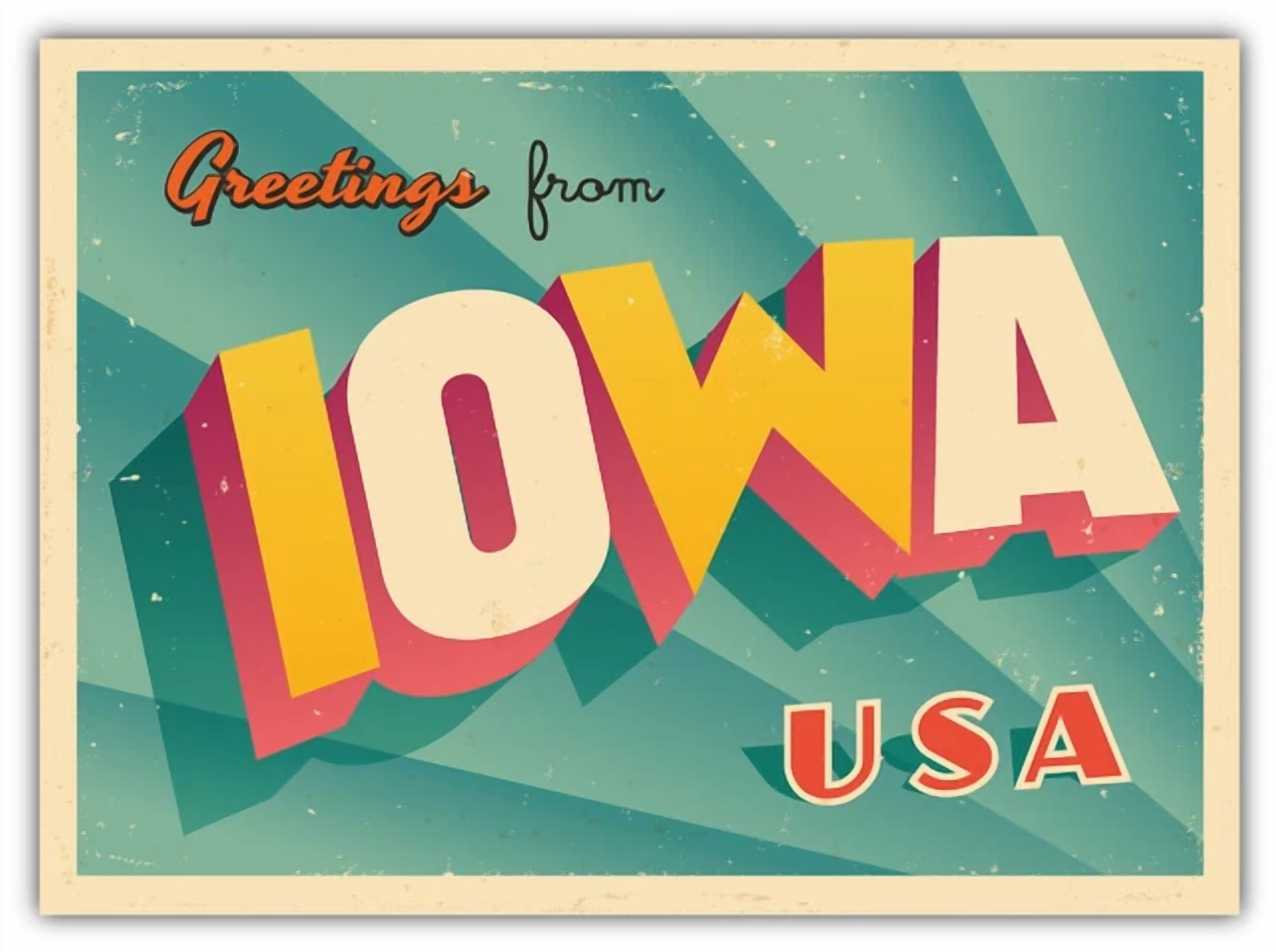 DOPASTICKER Iowa Usa State Greetings Retro Emblem Car Sticker Phone ...
