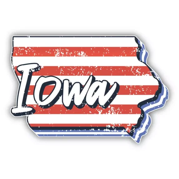 DOPASTICKER Iowa Usa State Map Flag Sticker Phone Decal Water Bottle ...