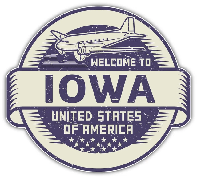DOPASTICKER Iowa Usa State Retro Badge Car Sticker Phone Water Bottle ...
